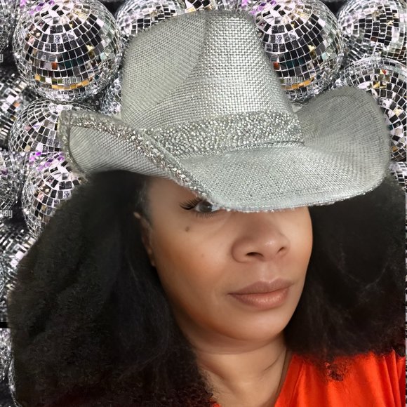 Accessories | Silver Rhinestone Trim Rockstar Cowboy Hat | Poshmark